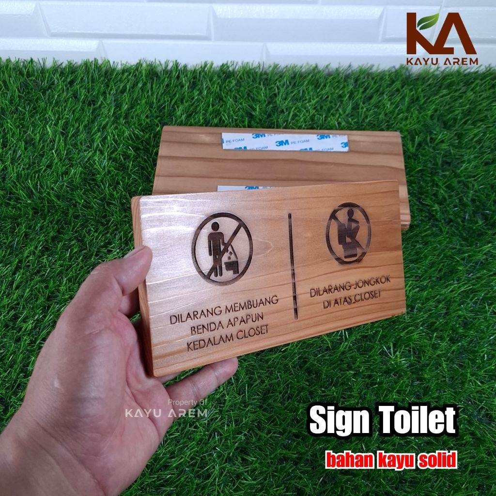 Jual Custom Tulisan Dilarang Membuang Sampah dan Jongkok di Toilet ...