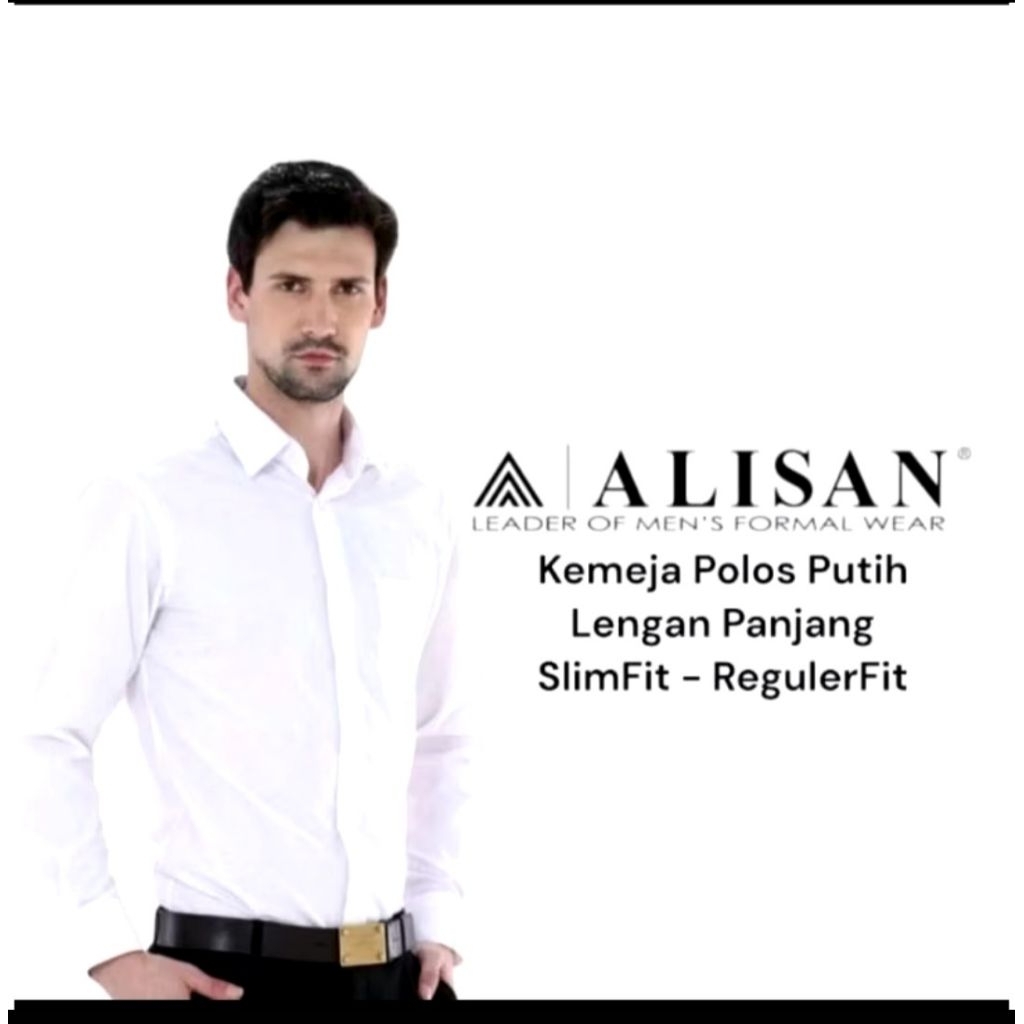 Jual Kemeja Alisan Formal Putih Polos Lengan Panjang Slimfit Dan ...