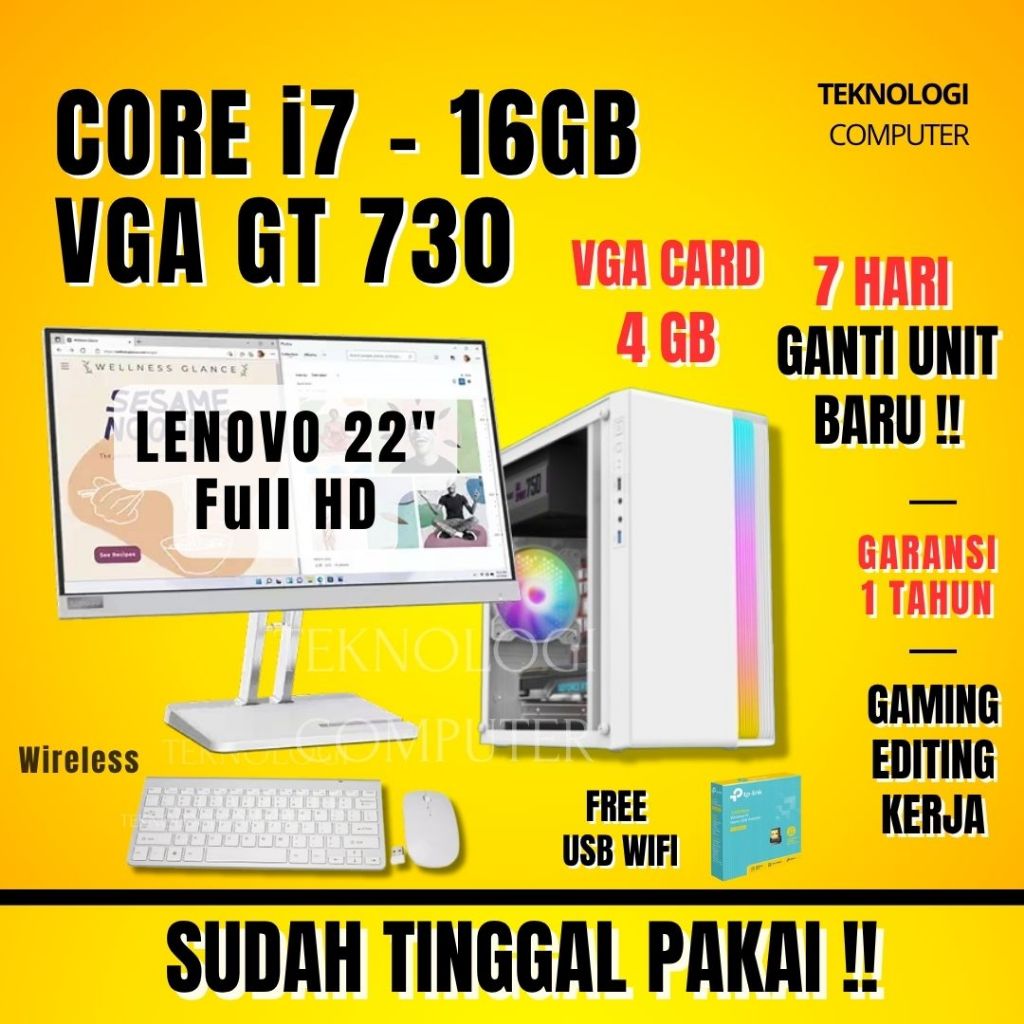 Jual Core i7 ‖ VGA 4 GB ‖ Full Set 22" ‖ PC Gaming Editing Rendering ‖ CPU Komputer Rakitan ( i7 ...