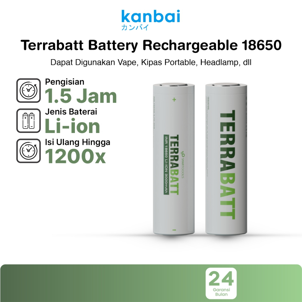 Jual Baterai Cas 18650 Flat Top 3000mAh Rechargeble Battery Output 3.7V ...