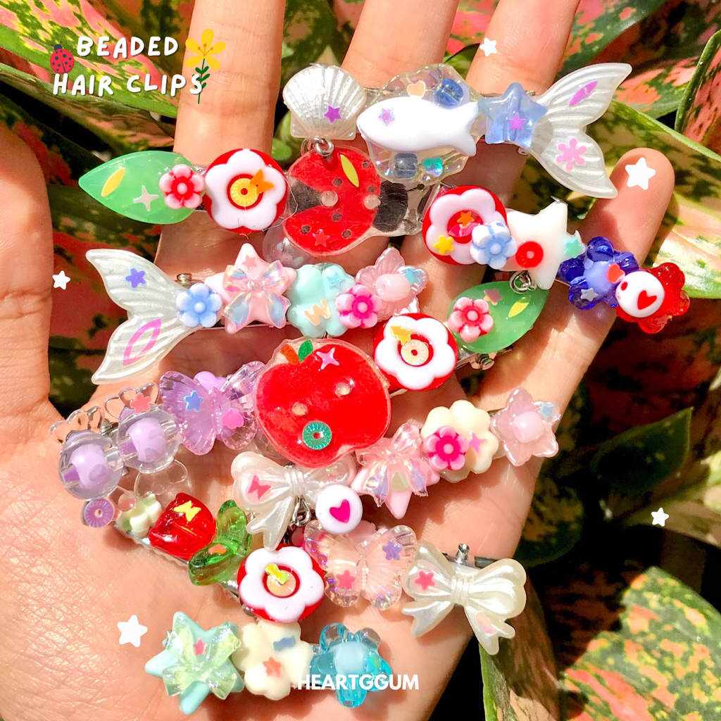 Jual (restock) Beaded Hair Clip by heartggum | t. handmade jepit rambut ...