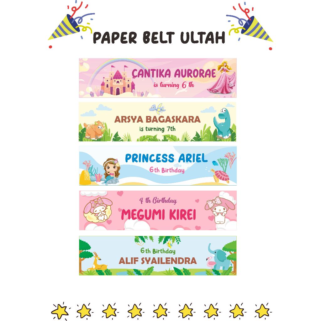 Jual Paper Belt Ultah Ulang Tahun Anak - Paper Sleeve Happy Birthday - Label Box Bento Nasi ...