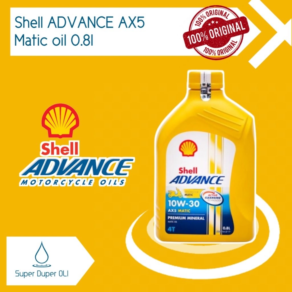 Jual Oli Shell Advance AX5 Matic 10W-30 0.8L 100% Original | Shopee ...