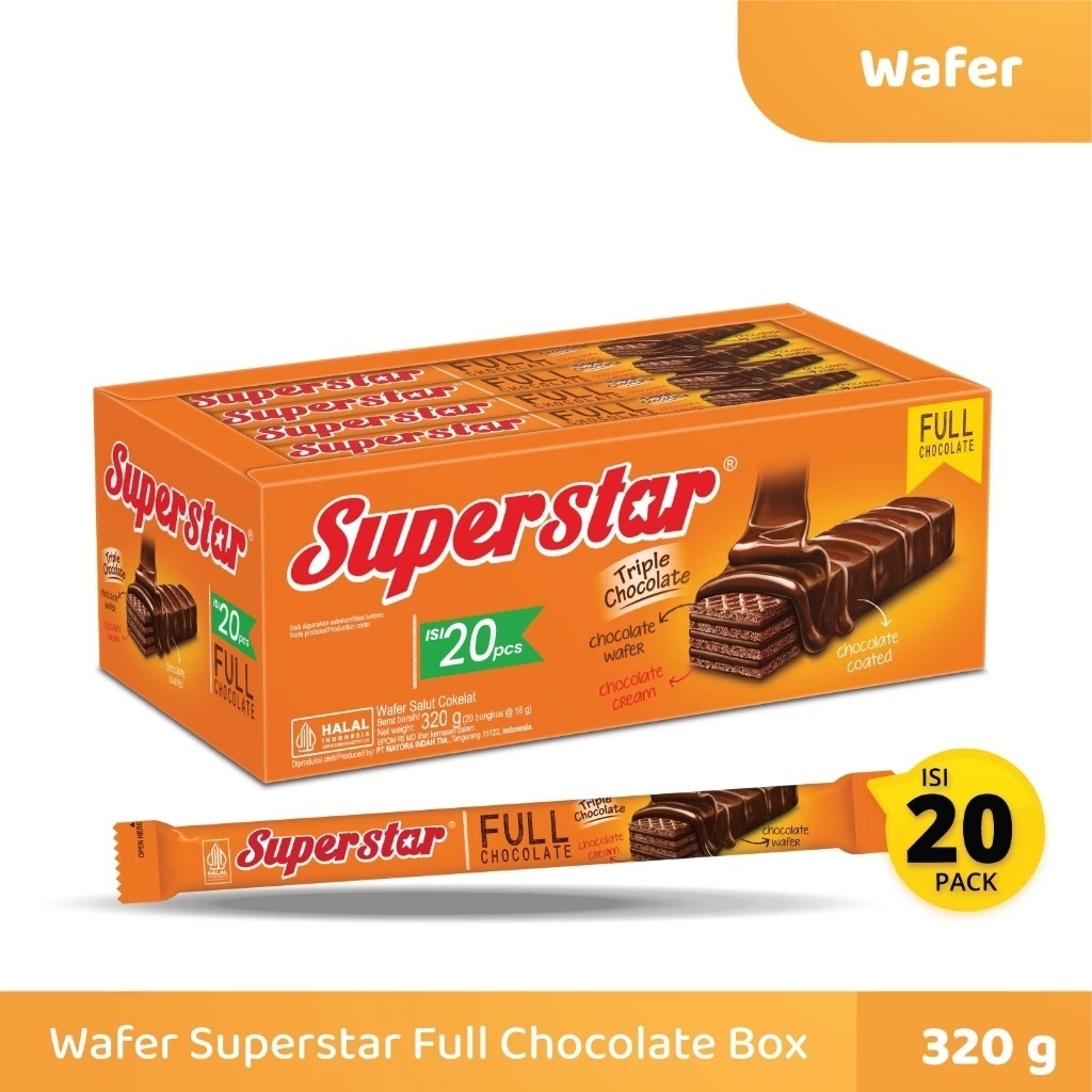 Jual Superstar Wafer Triple Chocolate Box 20 x 16 gr | Shopee Indonesia