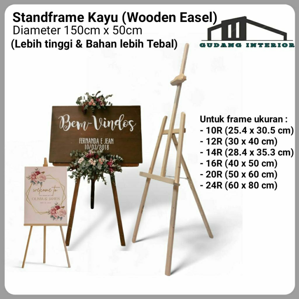 Jual Stand frame foto prewedding besar(Tebal)/Stand bingkai kayu/ Stand ...