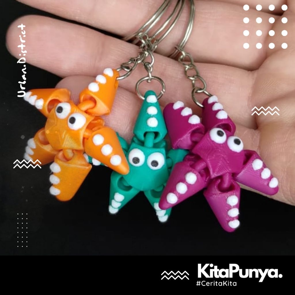 Jual Flexi / Articulated Funny Starfish Gantungan Kunci / Keychain By ...
