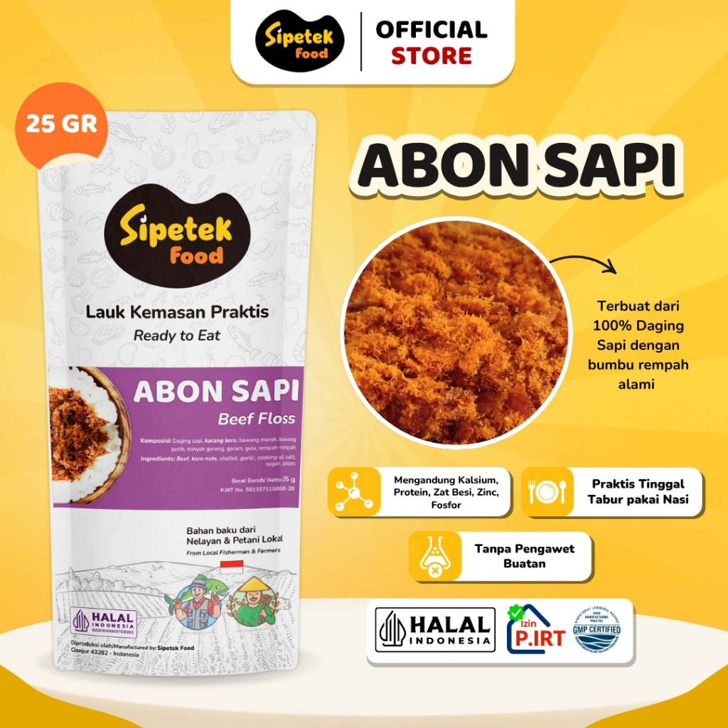 Jual Abon Daging Sapi Asli Original Kemasan Pouch 25gr Sipetek Food ...