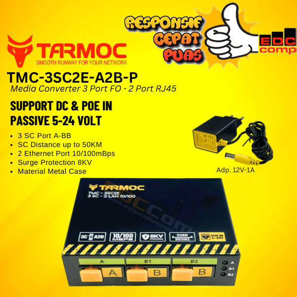 Jual Tarmoc TMC-3SC2E-A2B-P | Media Converter Switch 3FO 2LAN / 3 FO 2 ...