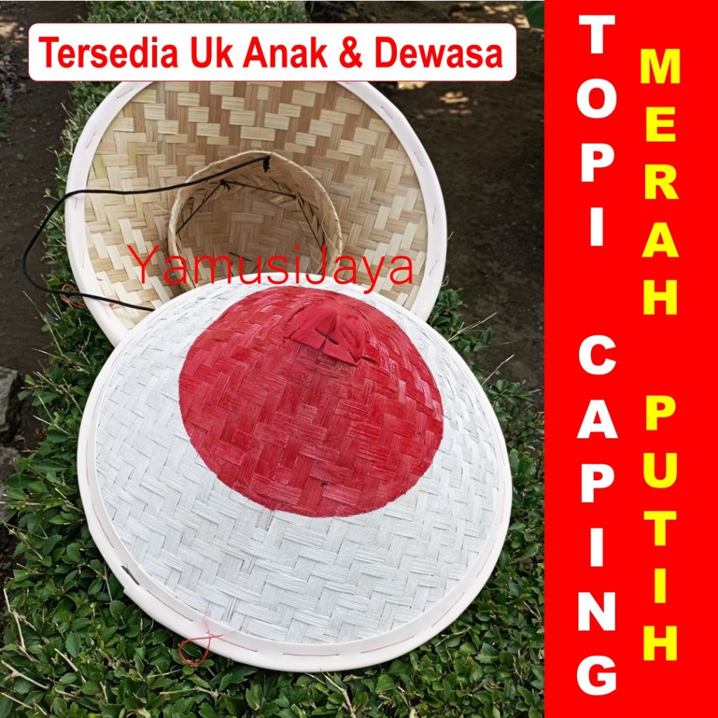 Jual CAPING AGUSTUSAN l Caping Bambu Petani MERAH PUTIH l Topi Caping ...