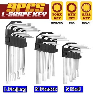 Jual Kunci Konci L 9 Piece PCS Panjang Pendek Bintang Bulat Segi Enam ...