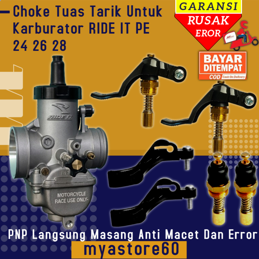 Jual (Bisa Bayar Dirumah) Choke Tuas Tarik Cuk Tarik Karburator RIDE IT PE 24 26 28 Choke Tuas ...