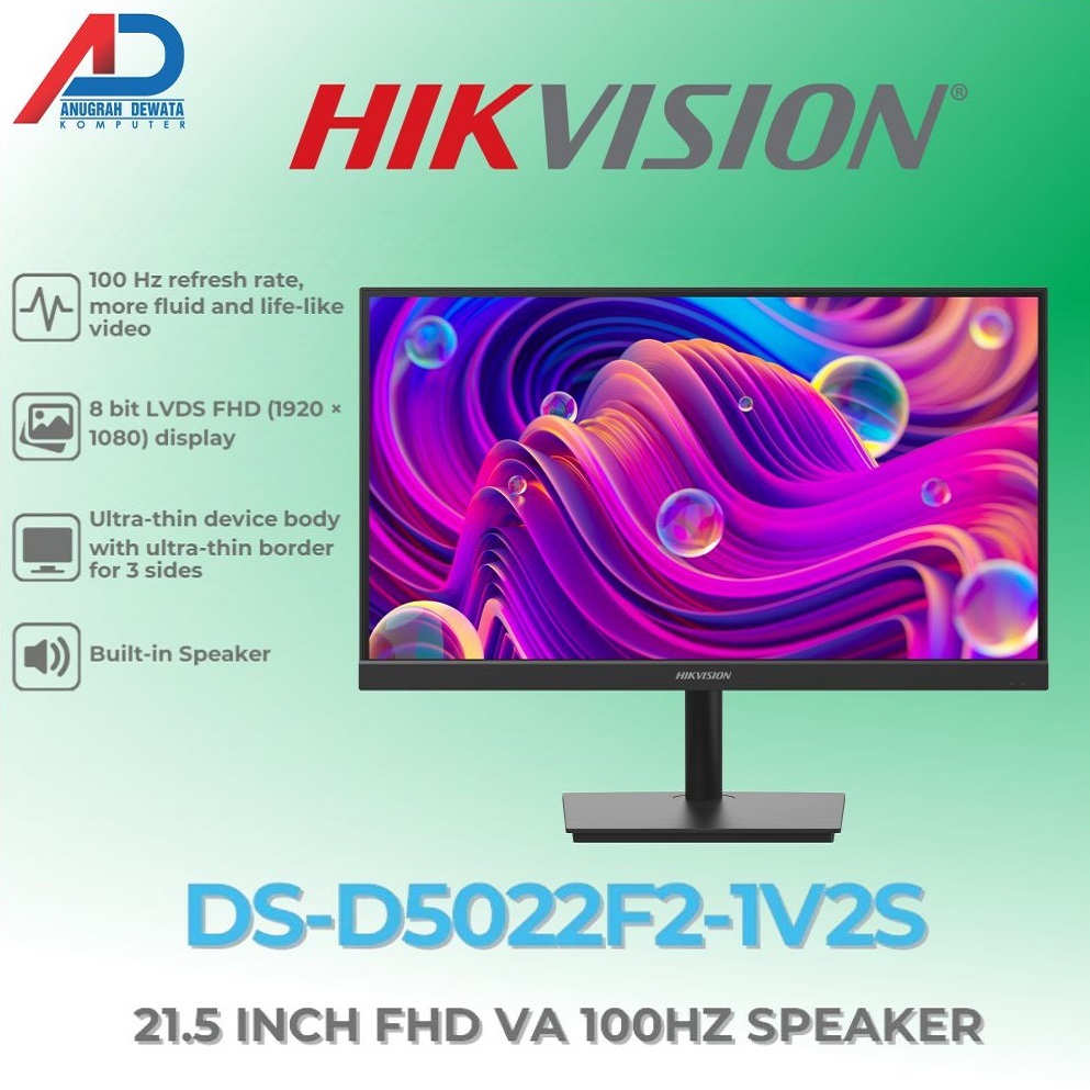 Jual HIKVISION MONITOR 22 INCH FULL HD DS-D5022F2-1V2S VA 100HZ SPEAKER | Shopee Indonesia
