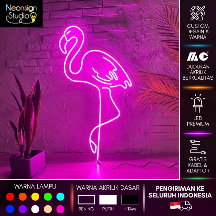Jual Neon Sign Flamingo│Neon Flex Burung Flamingo LED│Neon Sign ...