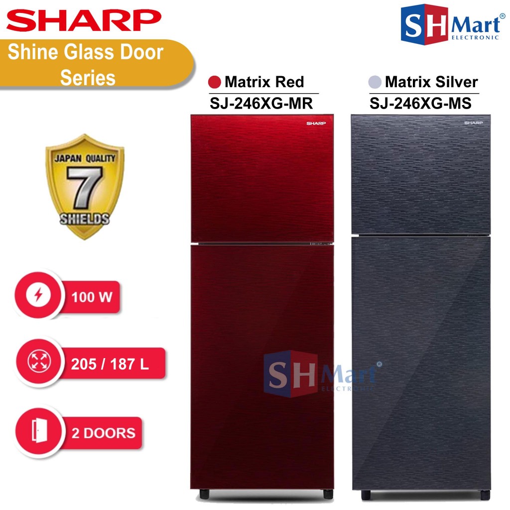 Jual KULKAS SHARP 2 PINTU SJ-246XG KAPASITAS 205 LITER GLASS DOOR SJ246XG GARANSI RESMI | Shopee ...