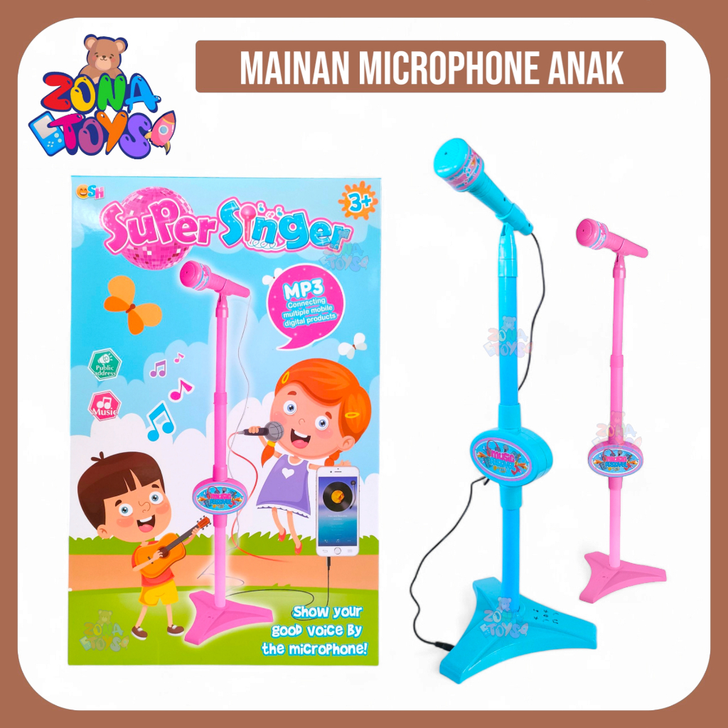 Jual Mainan Microphone Anak Super Singer MP3 Karaoke Mic Nyanyi SH 1251 ...