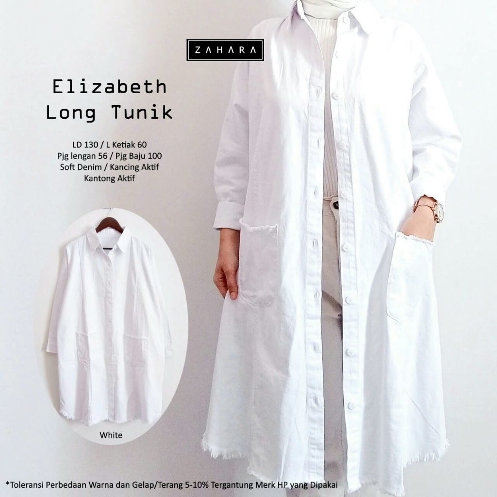 Jual NEWW // JEANS ELIZABETH LONG TUNIK LD 130 JUMBO BY ZAHARA | Shopee ...