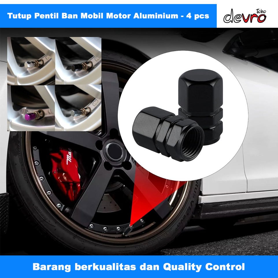Jual Tutup Pentil Ban Aluminium Mobil Motor Sepeda Hex Valve Cap 4 PCS ...