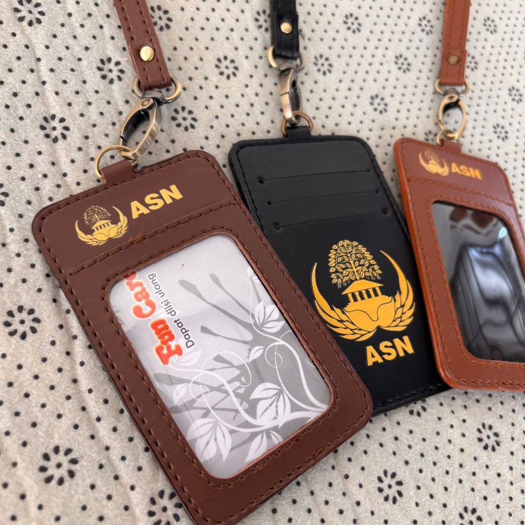 Jual Id Card Kulit Name Tag ASN Id Card Kulit KORPRI Model Terbaru ...