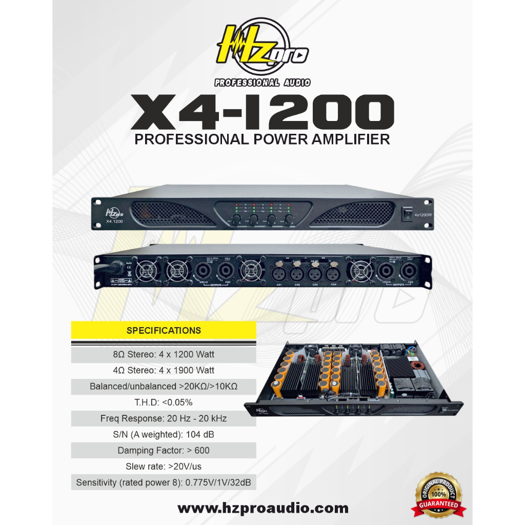 Jual POWER AMPLIFIER HZ PRO X4-1200 ORIGINAL (4X1200 WATT) | Shopee ...