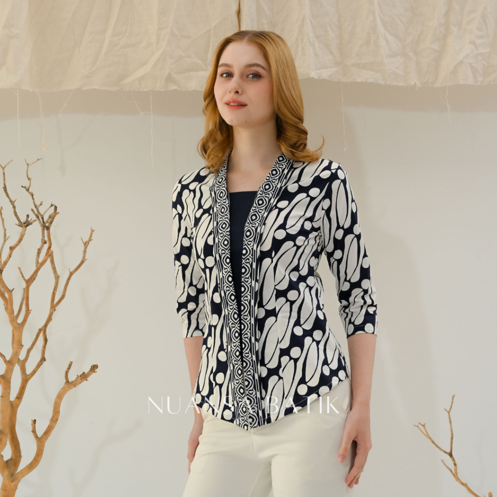 Jual Nuansa Batik Blouse Batik Model Kutu Baru Lengan 7/8 Bahan Katun Stretch | Shopee Indonesia