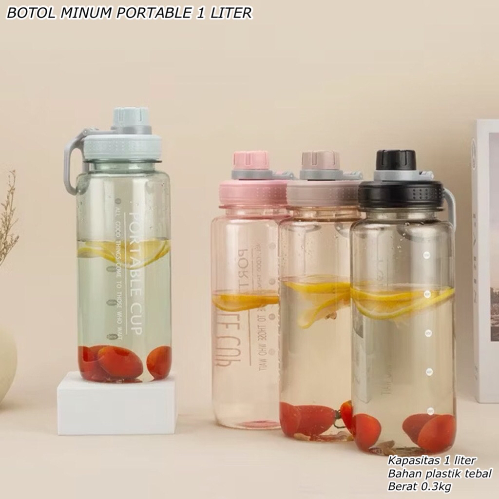 Jual [FM] BOTOL MINUM PORTABLE 1 LITER || BOTOL MINUM PLASTIK || BOTOL ...