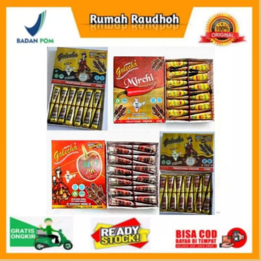 Jual GOLECHA HENNA PASTE BPOM / PACAR KUKU HALAL PER KOTAK (12PCS ...