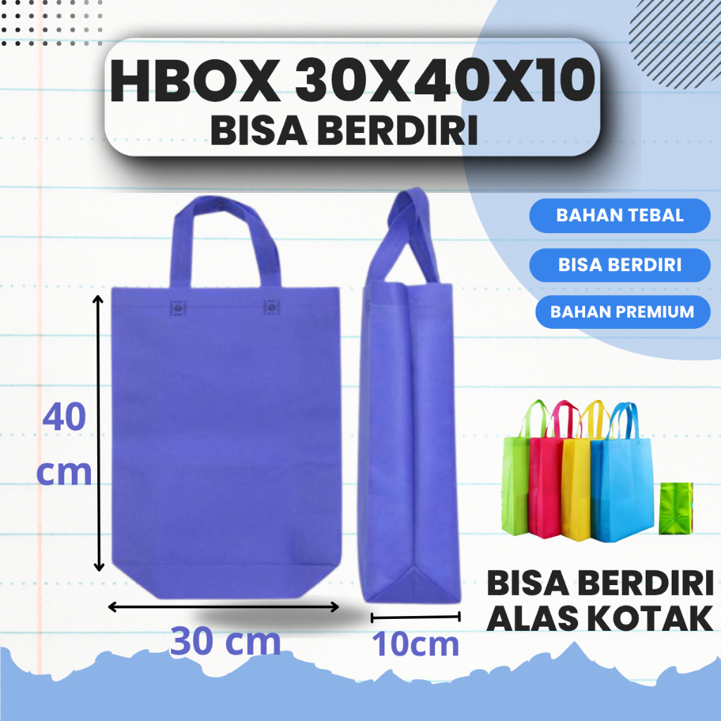 Jual TAS SPUNBOND LIPAT BOX 30X40X10 BISA BERDIRI POLOS/ TAS GOODIEBAG ...