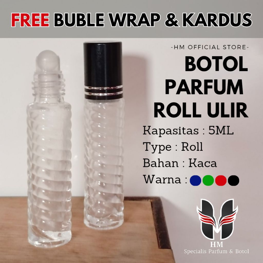 Jual BOTOL PARFUM MURAH ROLL ULIR 5ML TUTUP WARNA (12PCS) | Shopee ...