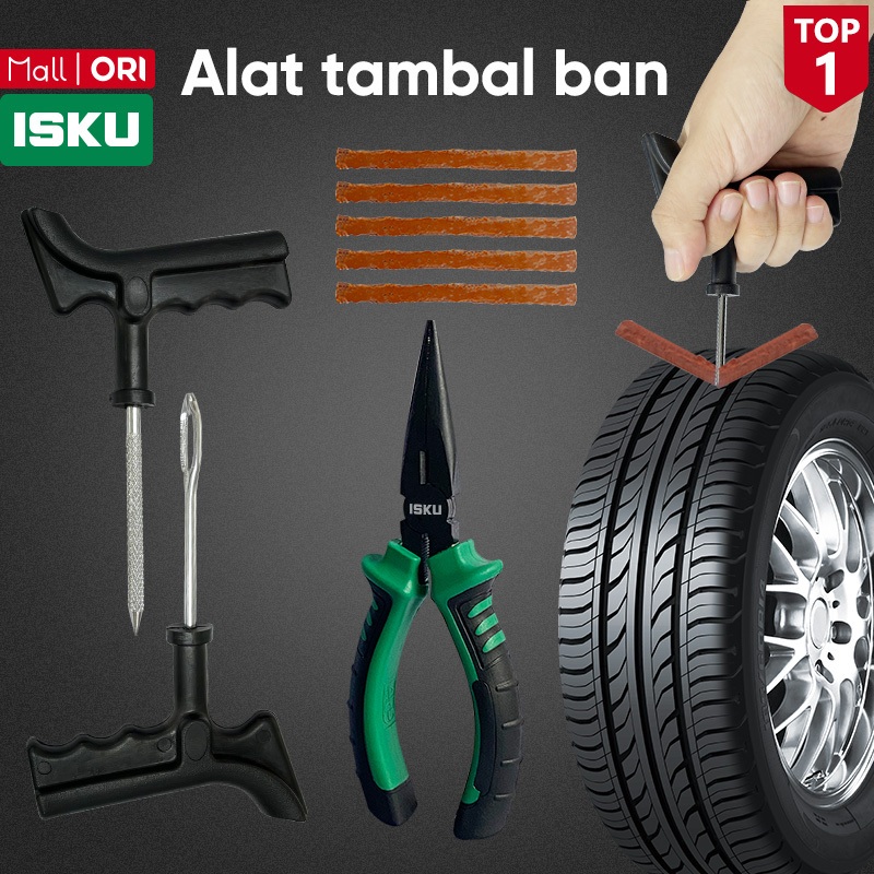 Jual ISKU Alat Tambal Ban Tubles Tubeless Gagang Plastik Set 7pcs Ban ...