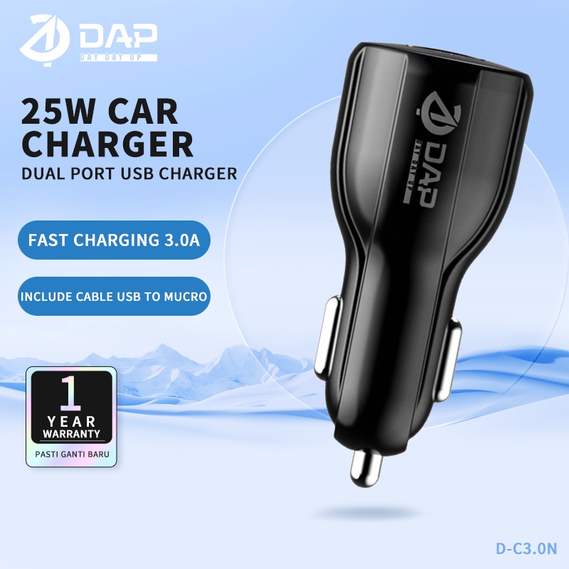 Jual DAP D-C3.0N Car Charger PD 25 watt QC 3.0A Dual Port USB Include ...