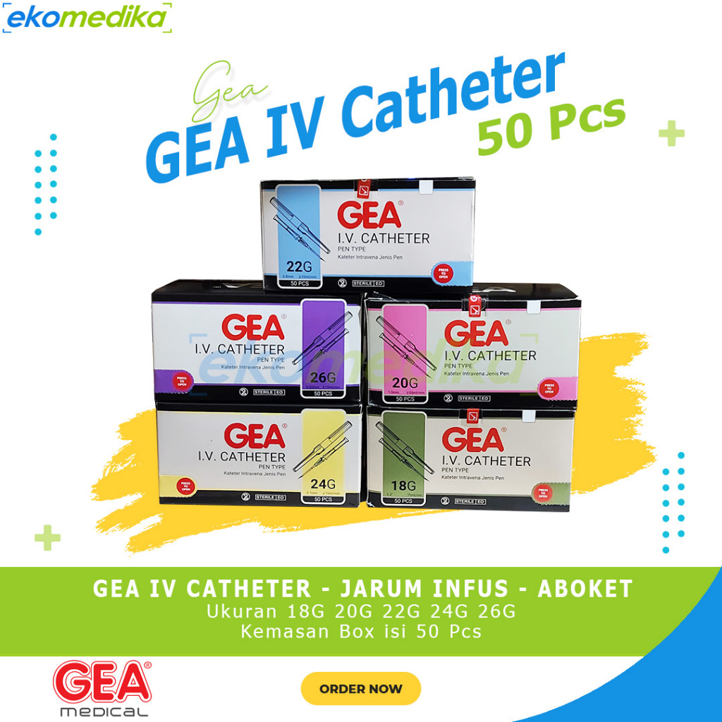 Jual GEA IV Cateter / Jarum Infus / Aboket 18G 20G 22G 24G 26G Per Box ...