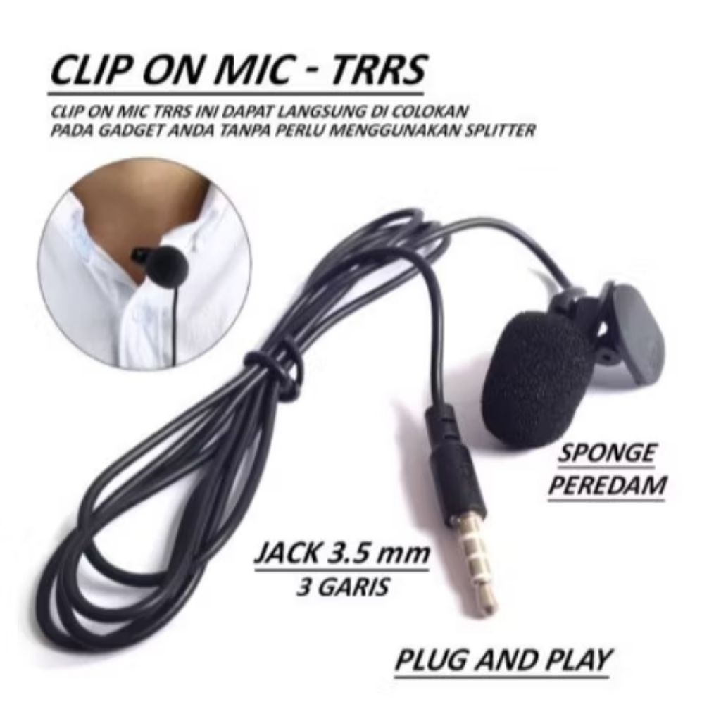 Jual MIC CLIP ON KLIP Microphone MINI jack 3.5mm PC Notebook LAPTOP HP ...