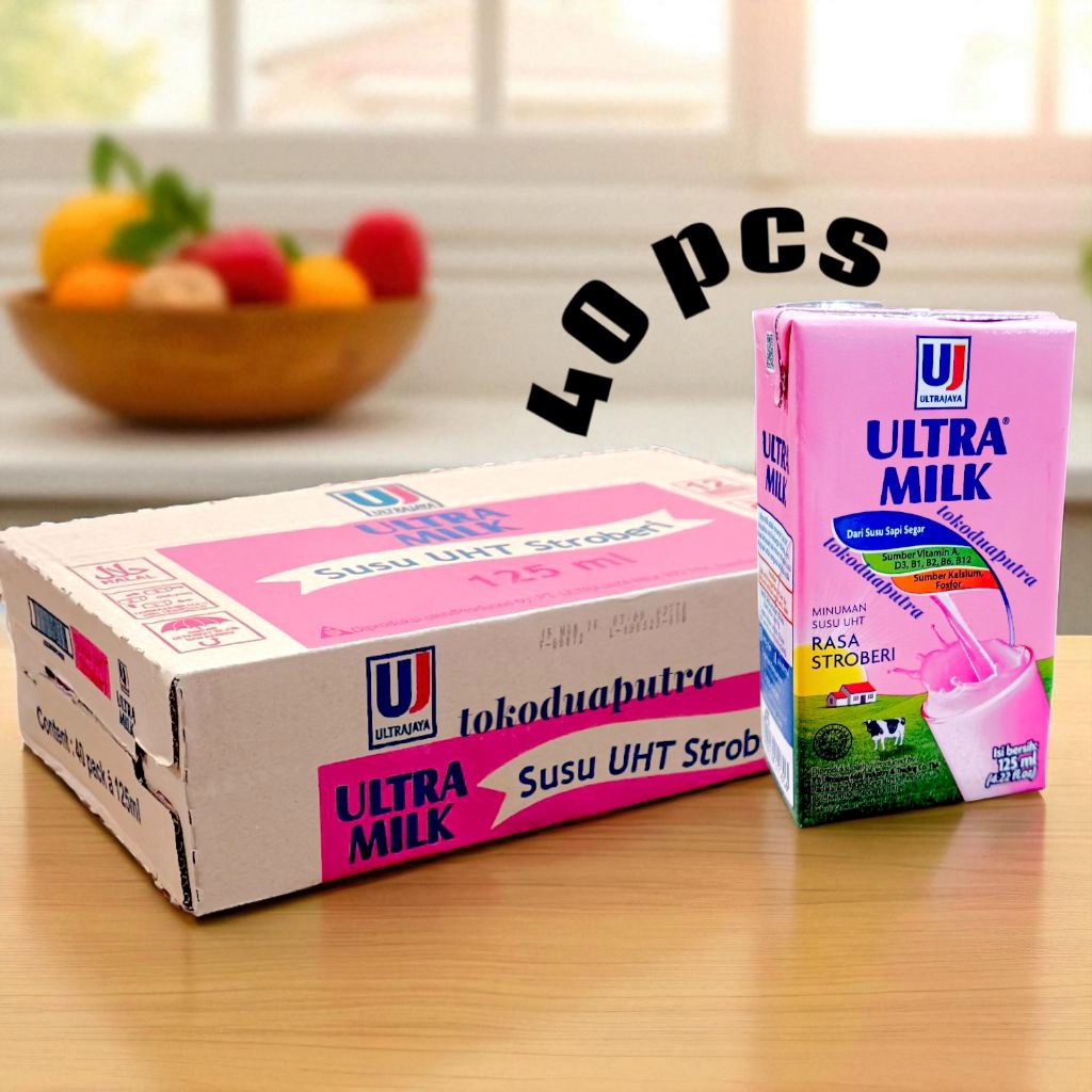 Jual Ultra Milk UHT Stoberi 125 ML X 40 psc (dijual per dus)/ Ultra 125 ...
