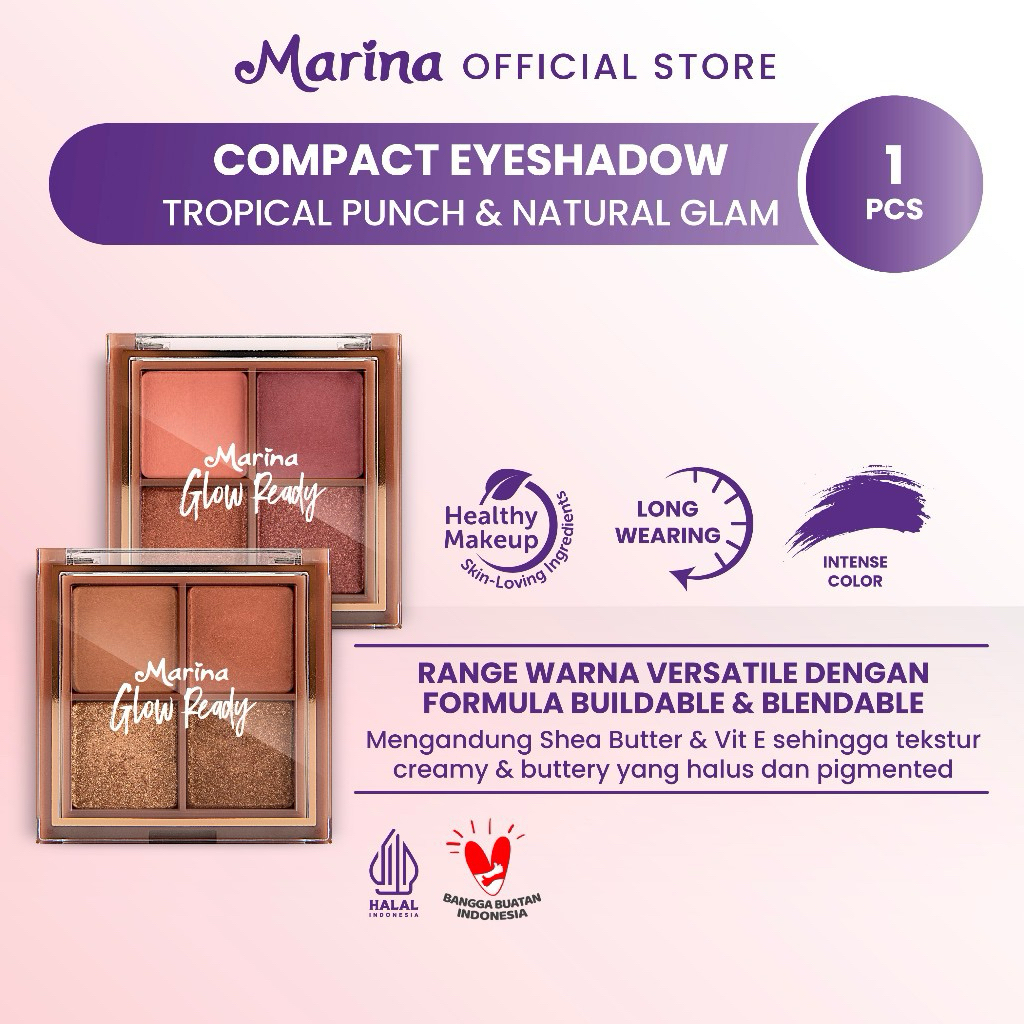 Jual Marina Glow Ready compact Eyeshadow palette 5.2g | Shopee Indonesia