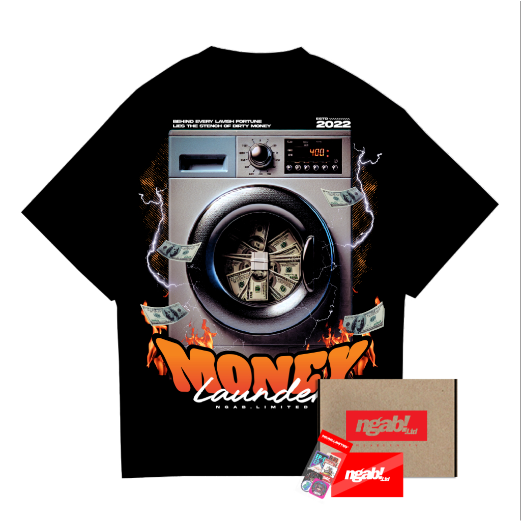 Jual Ngab Kaos Baju Distro Oversize Money Launder Unisex OVZ039 Hitam ...