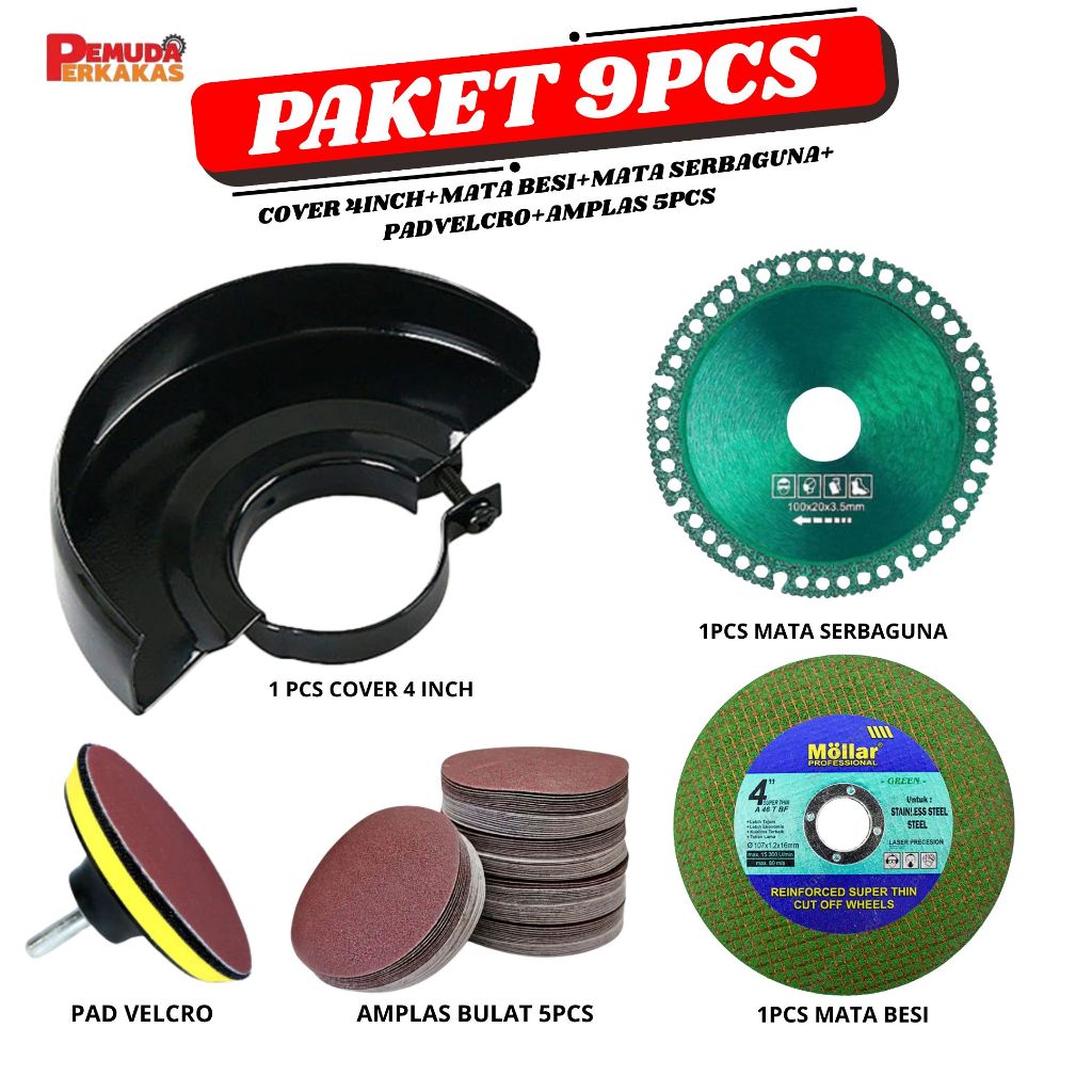Jual PAKET HEMAT COVER Pelindung Mesin Gerinda Tangan 4 Inch Hitam Mata ...