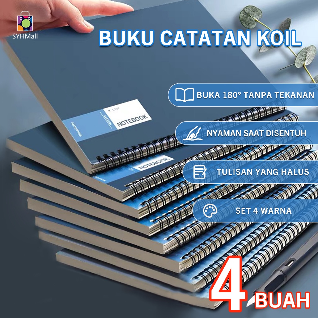 Jual SYH Mall 4Pcs A5 Spiral Notebook Transparant 38 Lembar Note Book ...