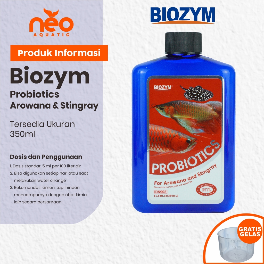 Jual BIOZYM Probiotics for Arowana & Stingray - 350ml (Gratis Gelas Pertransaksi) | Shopee Indonesia