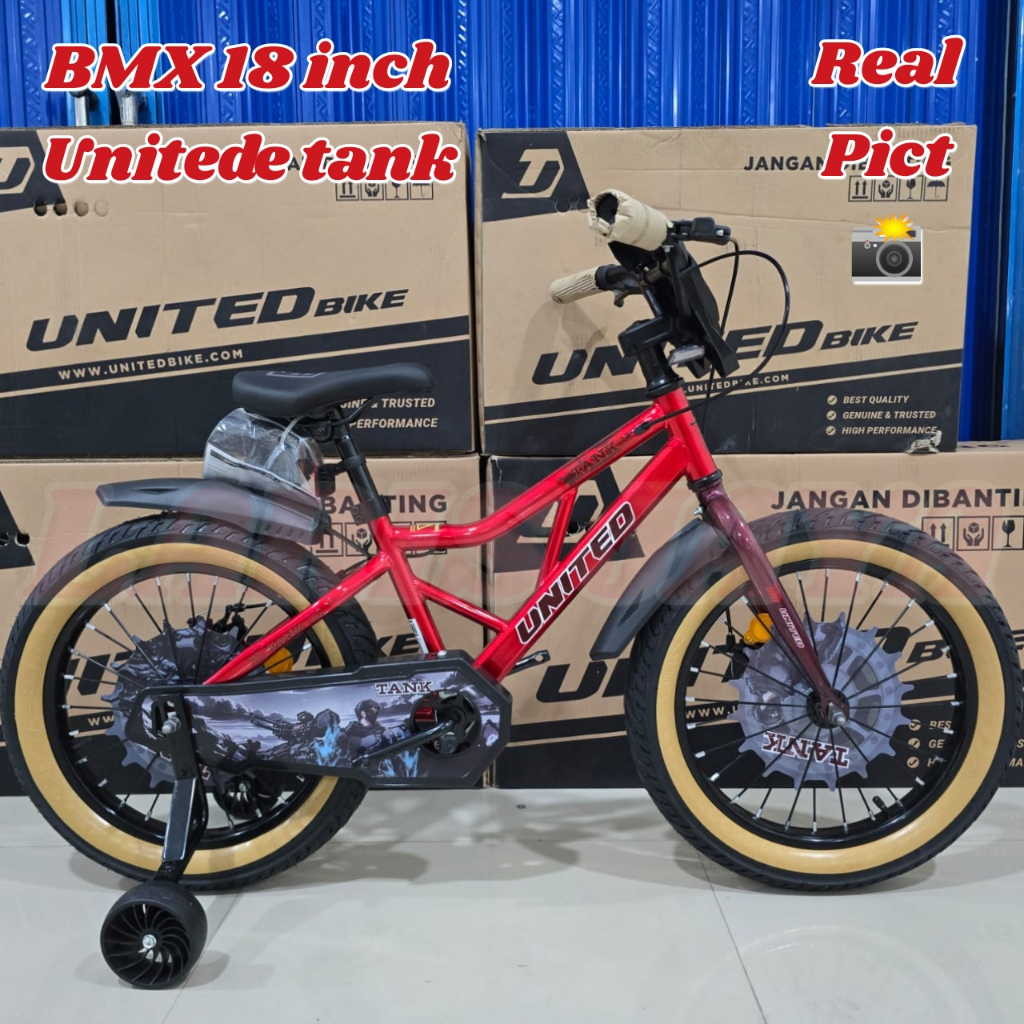 Jual SEPEDA ANAK BMX 18 inch UNITED TANK Original REM CAKRAM BY UNITED TERBARU | Shopee Indonesia