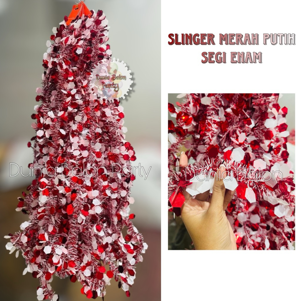 Jual 3431-1 Slinger Merah Putih Segi Enam / Hiasan Dekorasi 17 Agustus ...