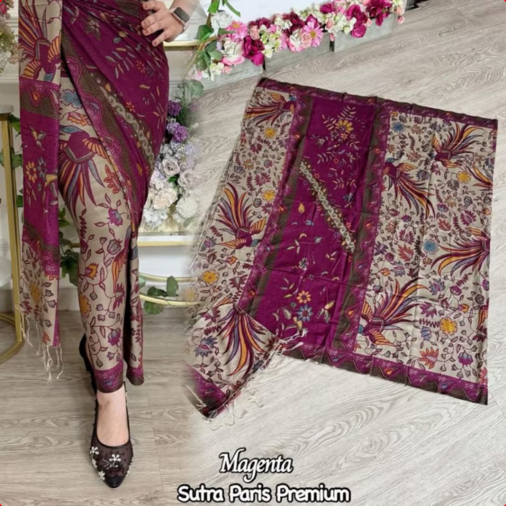 Jual KAMEN SET SELENDANG MOTIF BATIK SOPAL BAHAN SUTRA PARIS ATBM ...