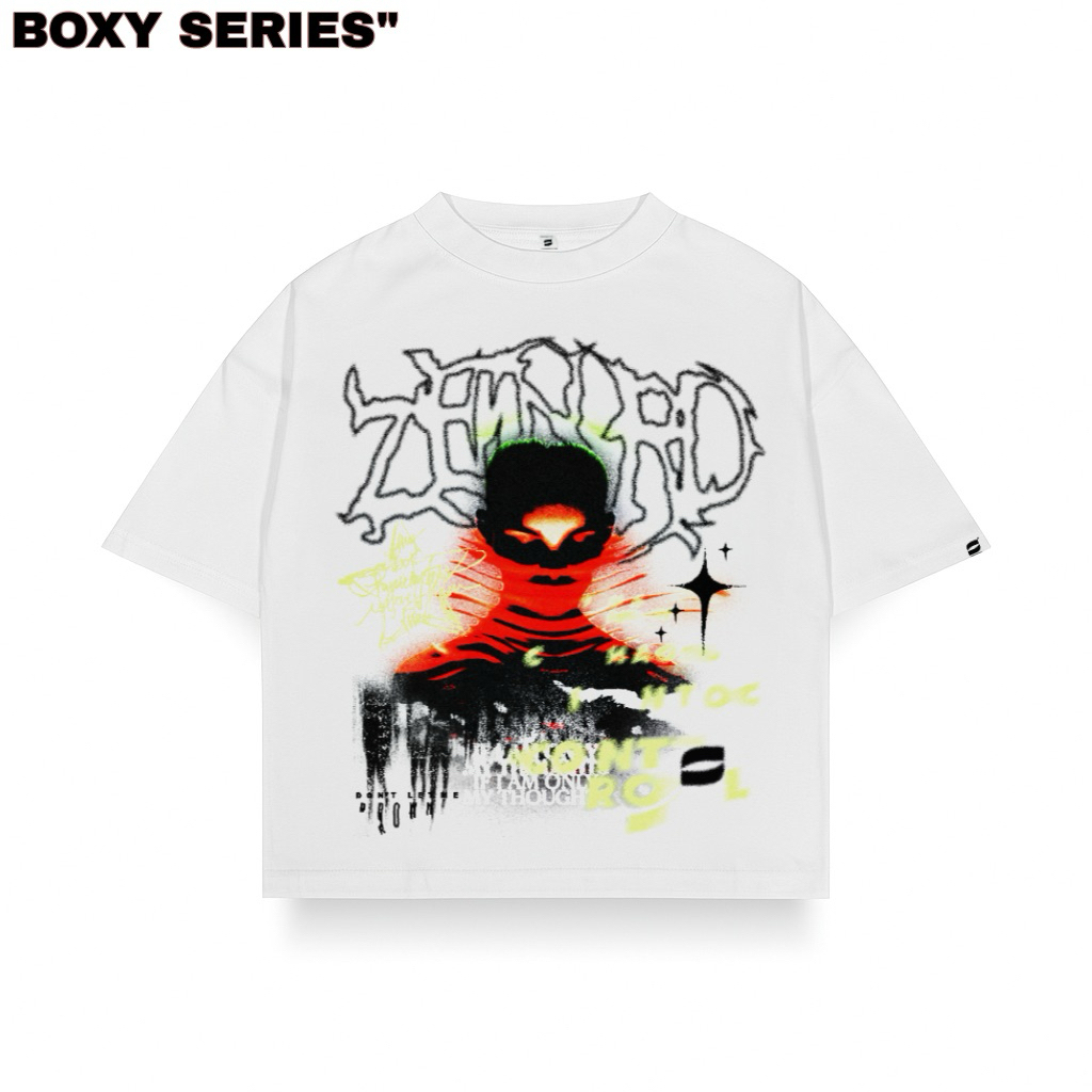 Jual Zenro Boxy Oversize Tshirt White My Tought - Cotton Combet 20s ...