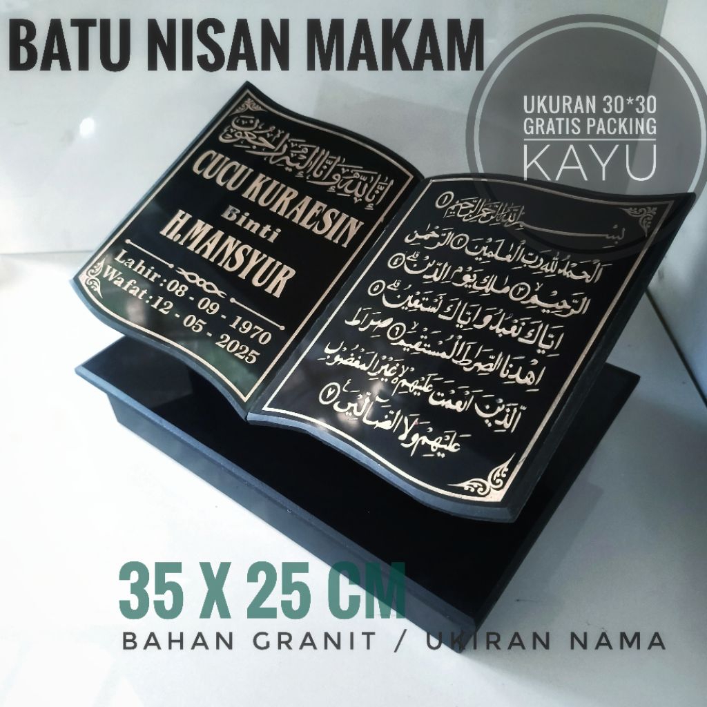 Jual BATU NISAN MODEL BUKU UKIRAN GRAFIR UKURAN 35 * 25 CM BERKUALITAS ...