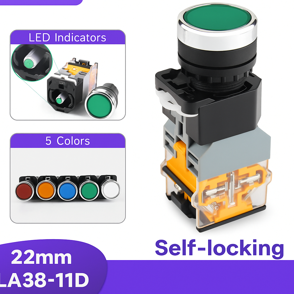 Jual Saklar Panel LOCK Kontrol Mesin Tombol Lampu ON OFF Push Button ...