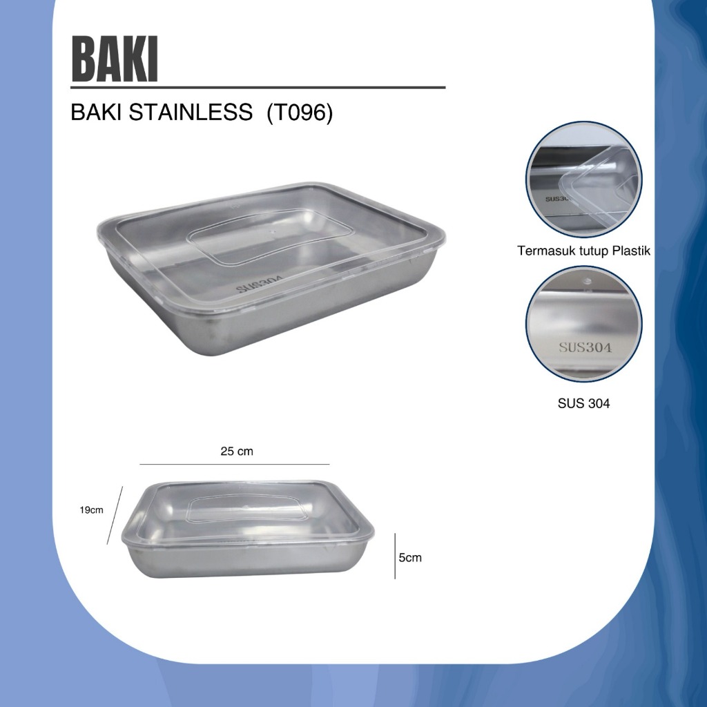 Jual BAKI NAMPAN DALAM KOTAK STAINLESS DAN TUTUP PLASTIK/BAKI STAINLESS ...