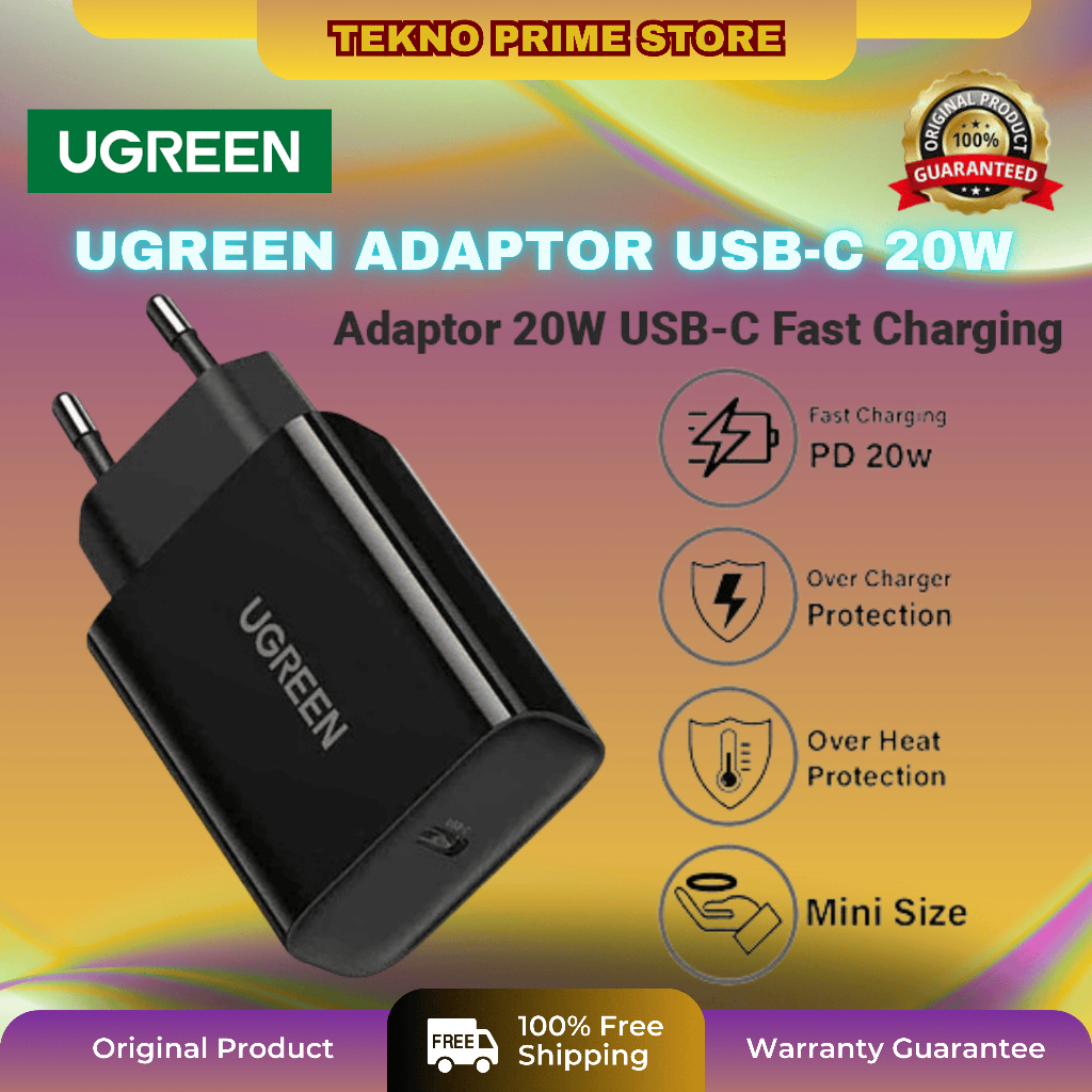 Jual Ugreen Adaptor USB-C 20W Fast Charger QC 3.0 Wall Hitam dengan ...