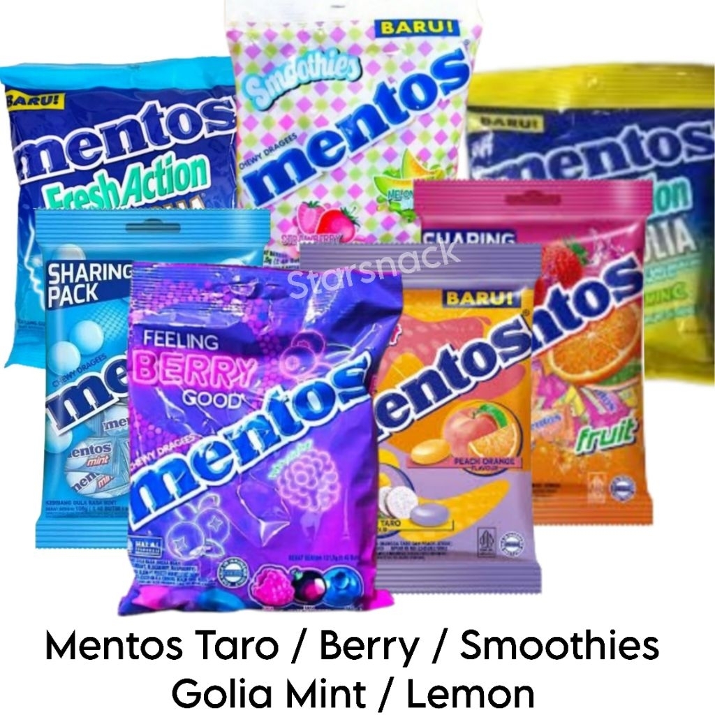 Jual Mentos smoothies Berry Golia mint fruit mango taro plastik pak ...