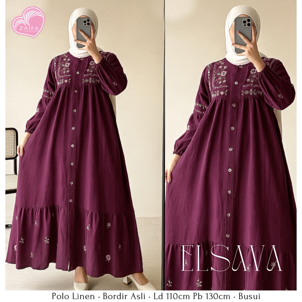 Jual Zaifa Official Selvina Polo Linen Import Bordir Premium Dress ...