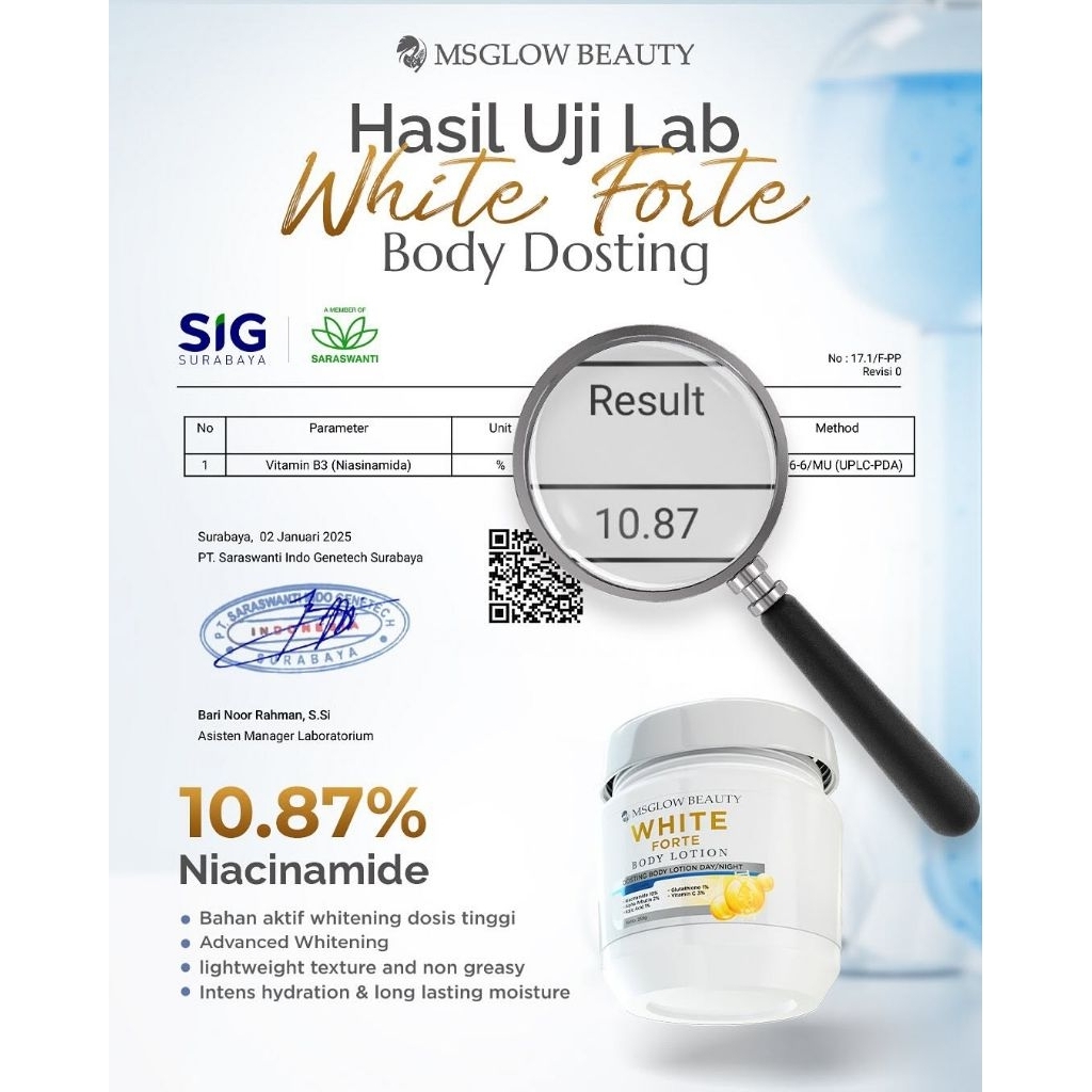 Jual White Body Forte Ms Glow/ Body dosting ms glow/ body tint ms glow ...