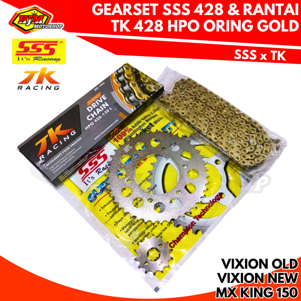Jual GEARSET SSS VIXION OLD / VIXION NEW / NVL / MX KING / BYSON / XABRE & RANTAI TK ORING 428 ...